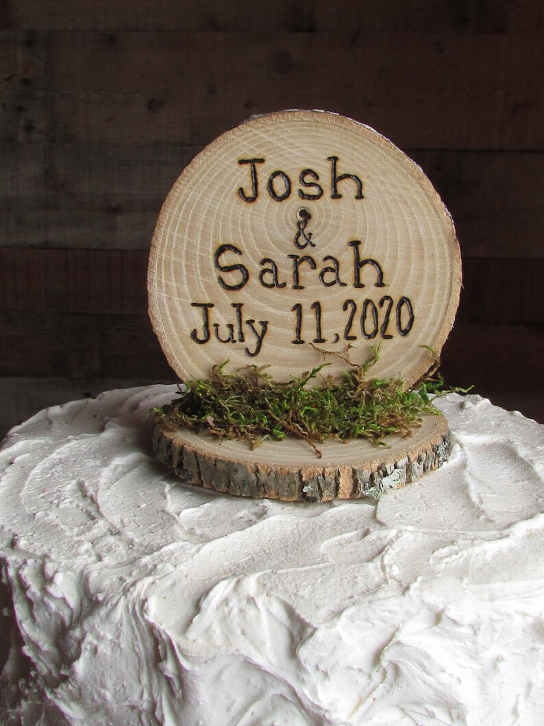 Personalized Wood Slice Cake Topper Rustic Wedding Cake Topper - Etsy