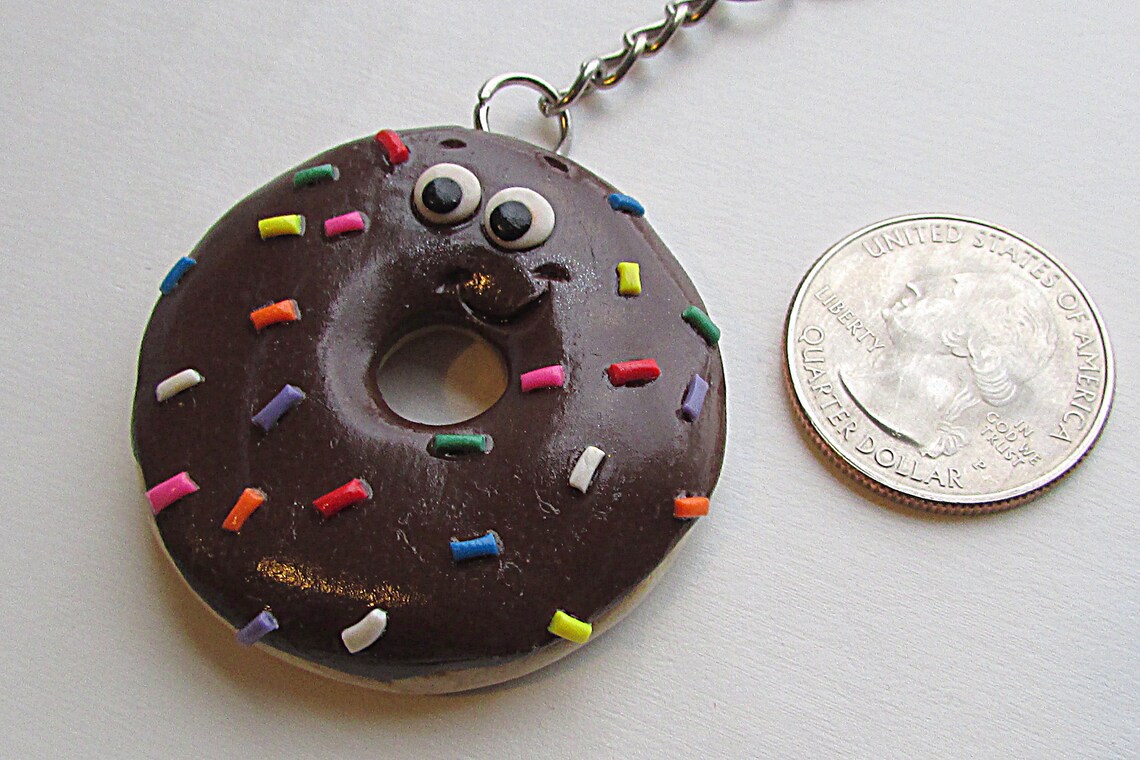 Donut Keychain Donut Key Ring Donut Bookbag Charm Donut - Etsy