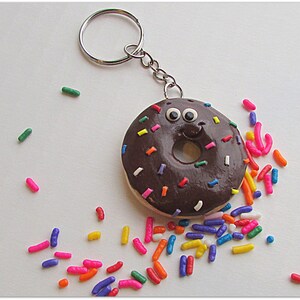 Donut Keychain, Donut Key Ring, Donut Bookbag Charm, Donut Charm ...