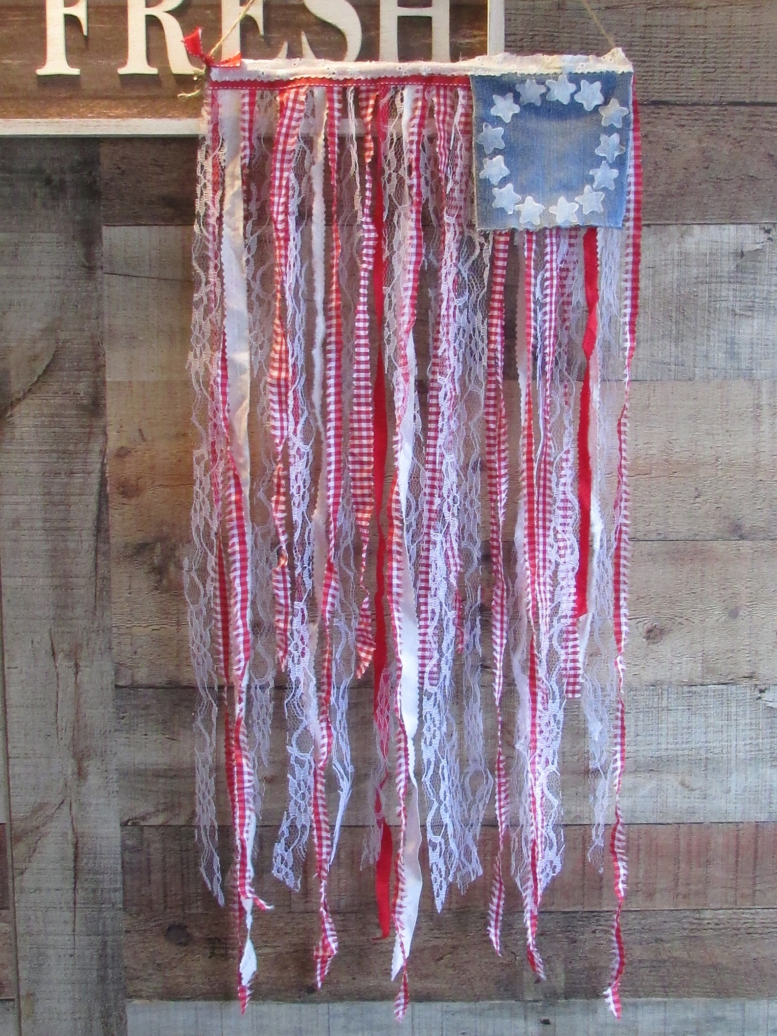 Red White and Blue Rag Flag Ribbon Flag Primitive American | Etsy