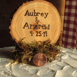 Personalized Wood Slice Cake Topper Rustic Wedding Cake Topper Woodland ...
