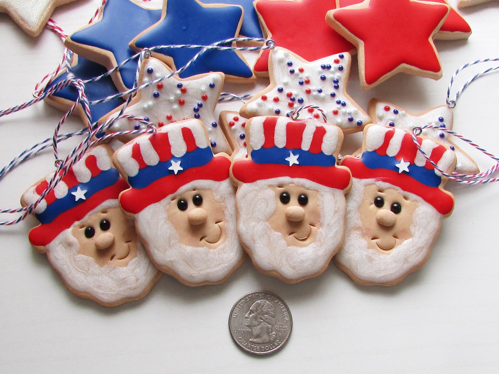 1 MINI Uncle Sam Cookie Ornament Red White and Blue Star | Etsy