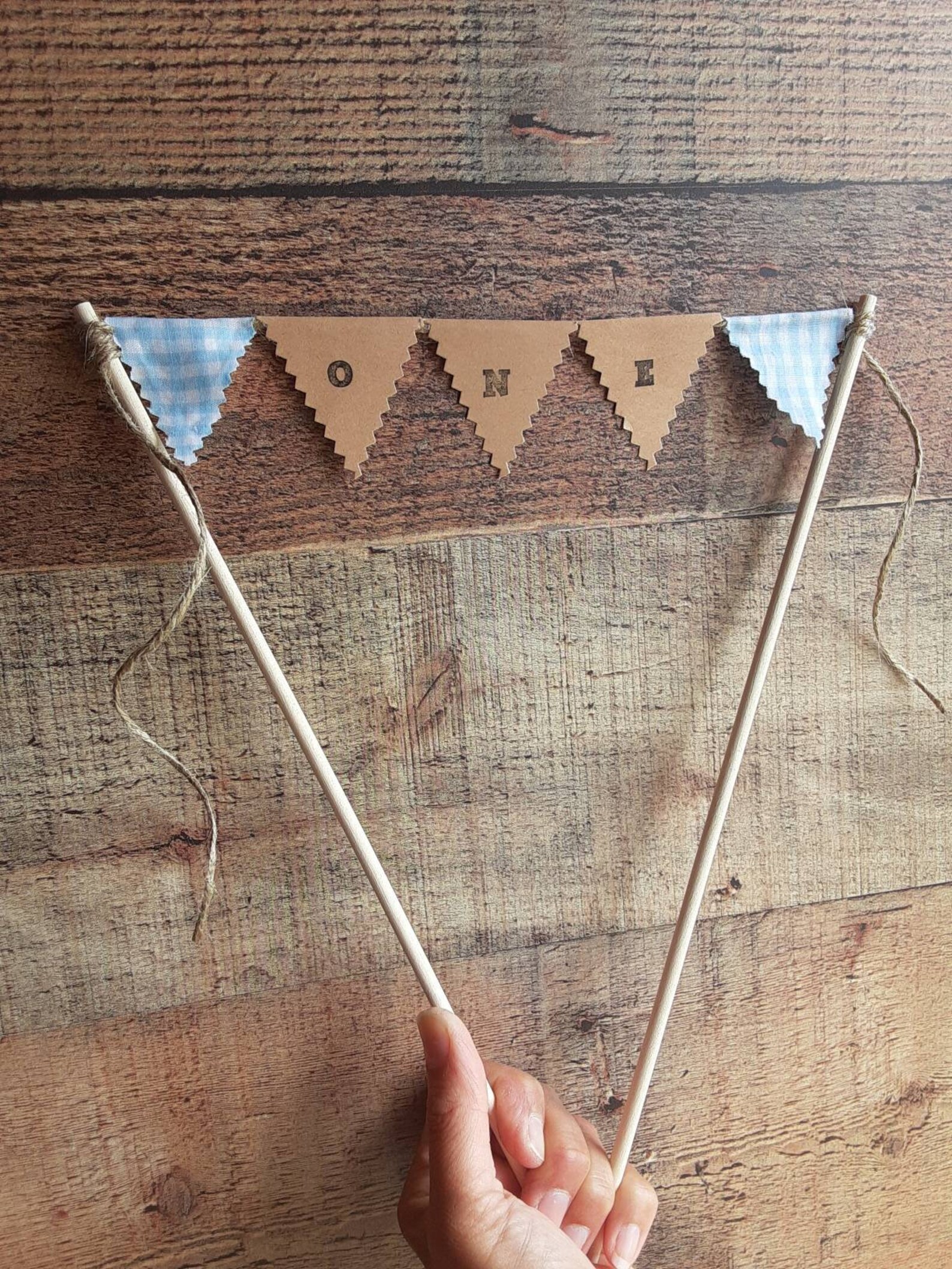 One Cake Topper Red White Gingham Cake Banner Bunting Pennant - Etsy