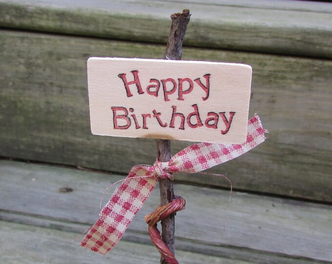 Rustic Twig Happy Birthday Cake Topper, Rustic Happy Birthday Cake ...
