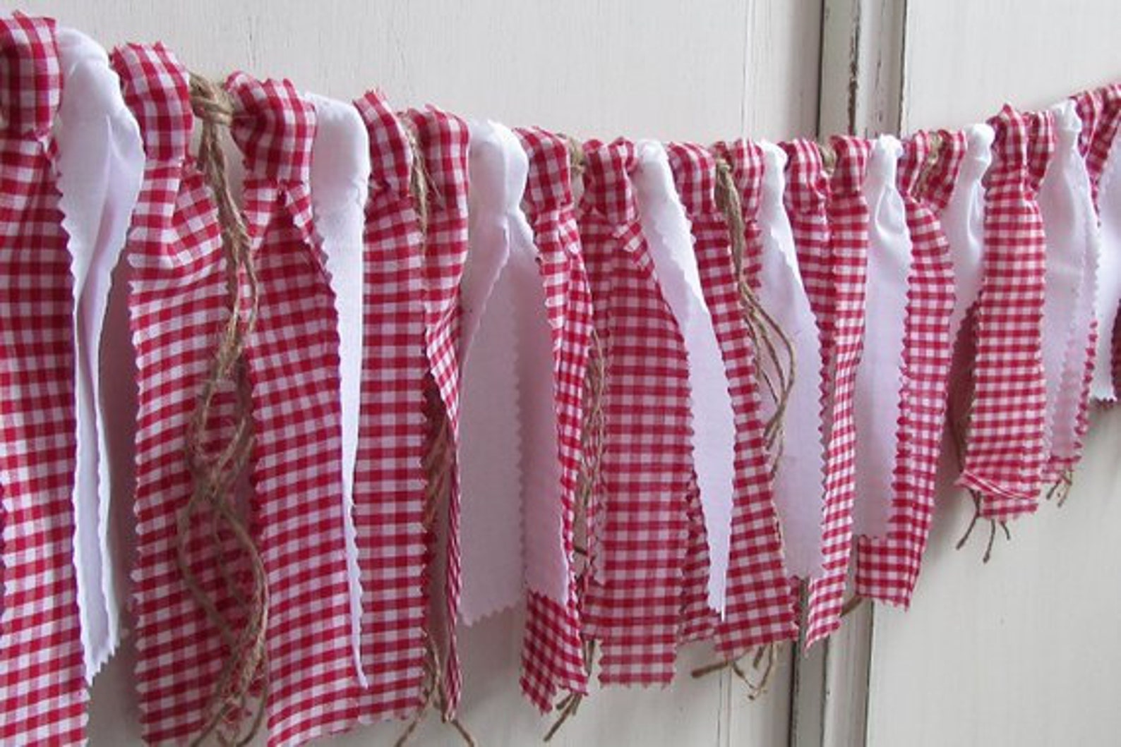 One Cake Topper Red White Gingham Cake Banner Bunting Pennant - Etsy