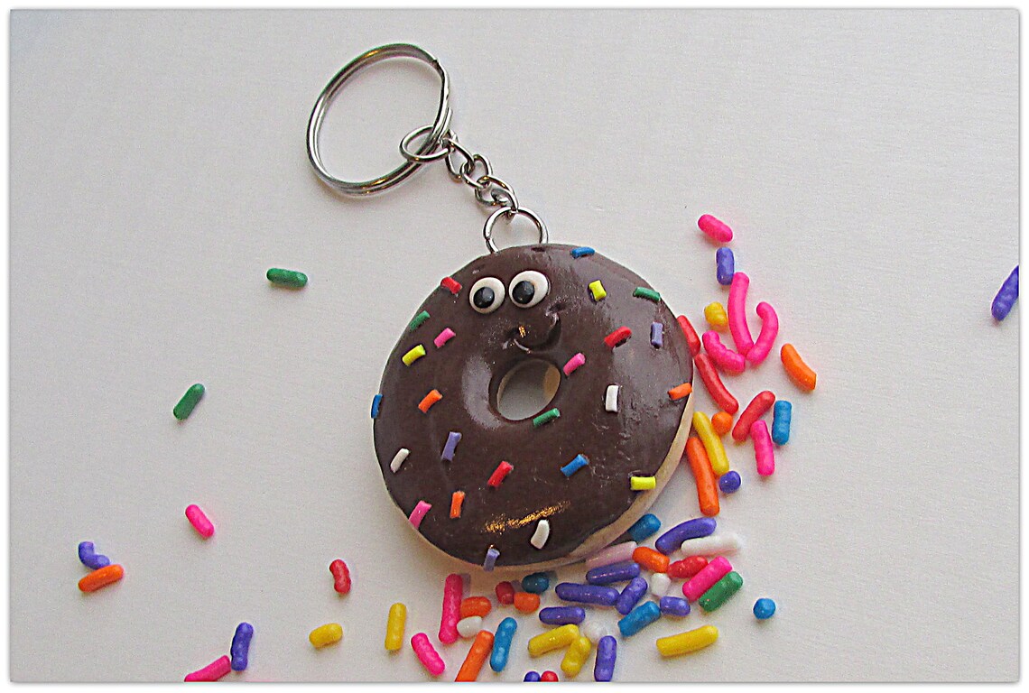 Donut Keychain Donut Key Ring Donut Bookbag Charm Donut - Etsy
