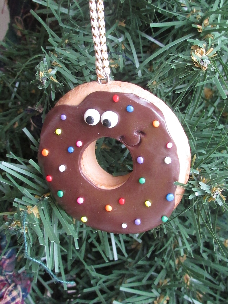 Donut Christmas Ornament Chocolate Donut Ornament Christmas - Etsy