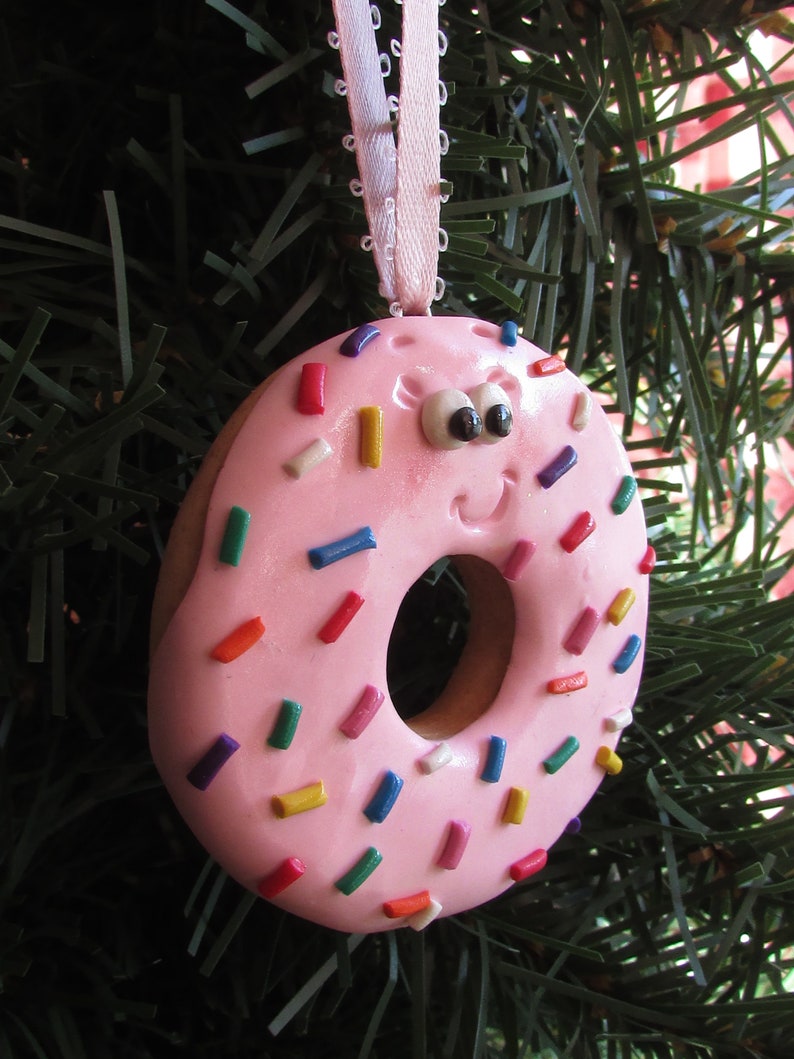 Donut Christmas Ornament Pink Donut Ornament Christmas | Etsy