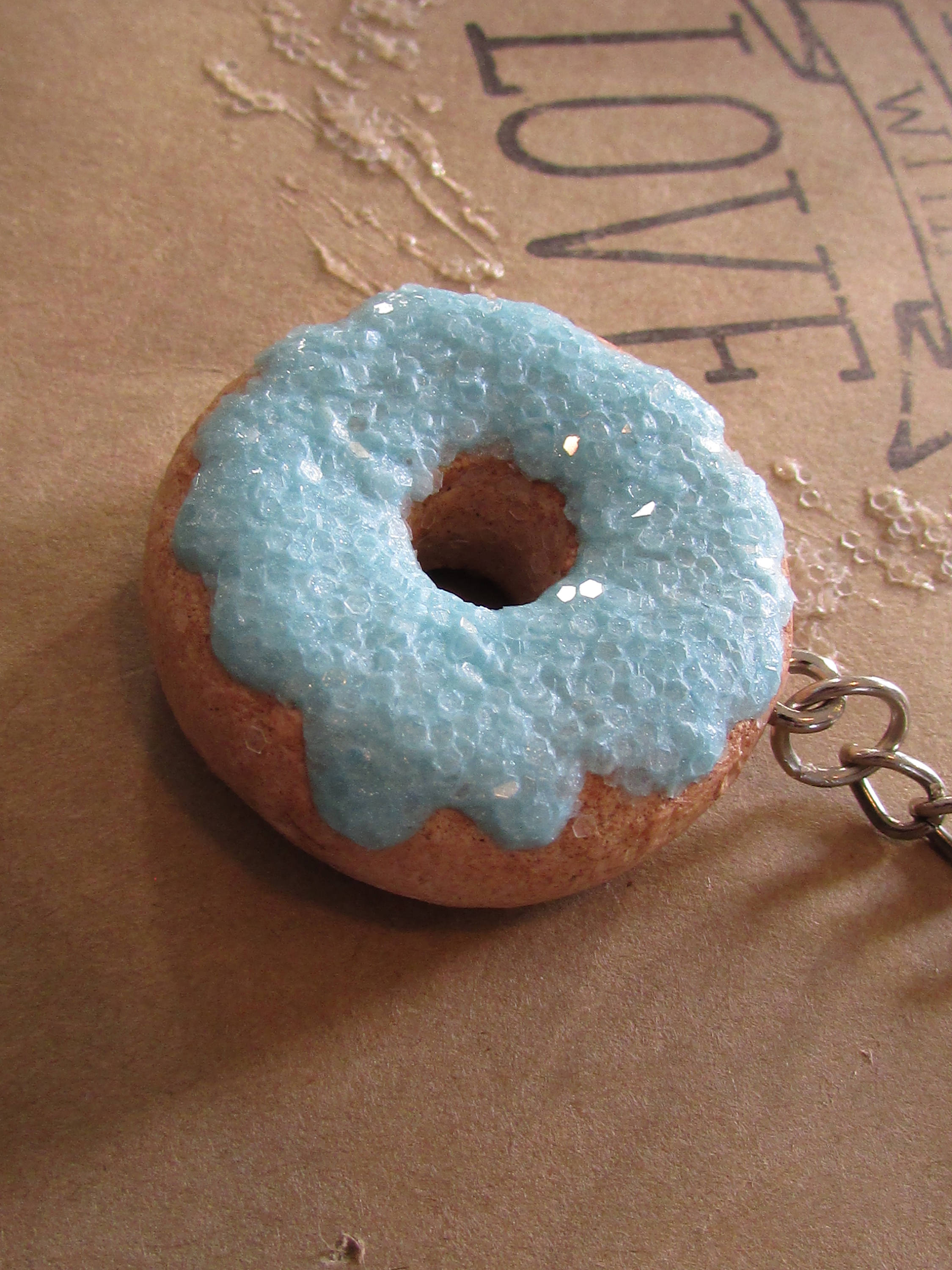 Sparkly Blue Donut Key Chain Blue Frosted Keychain Blue | Etsy