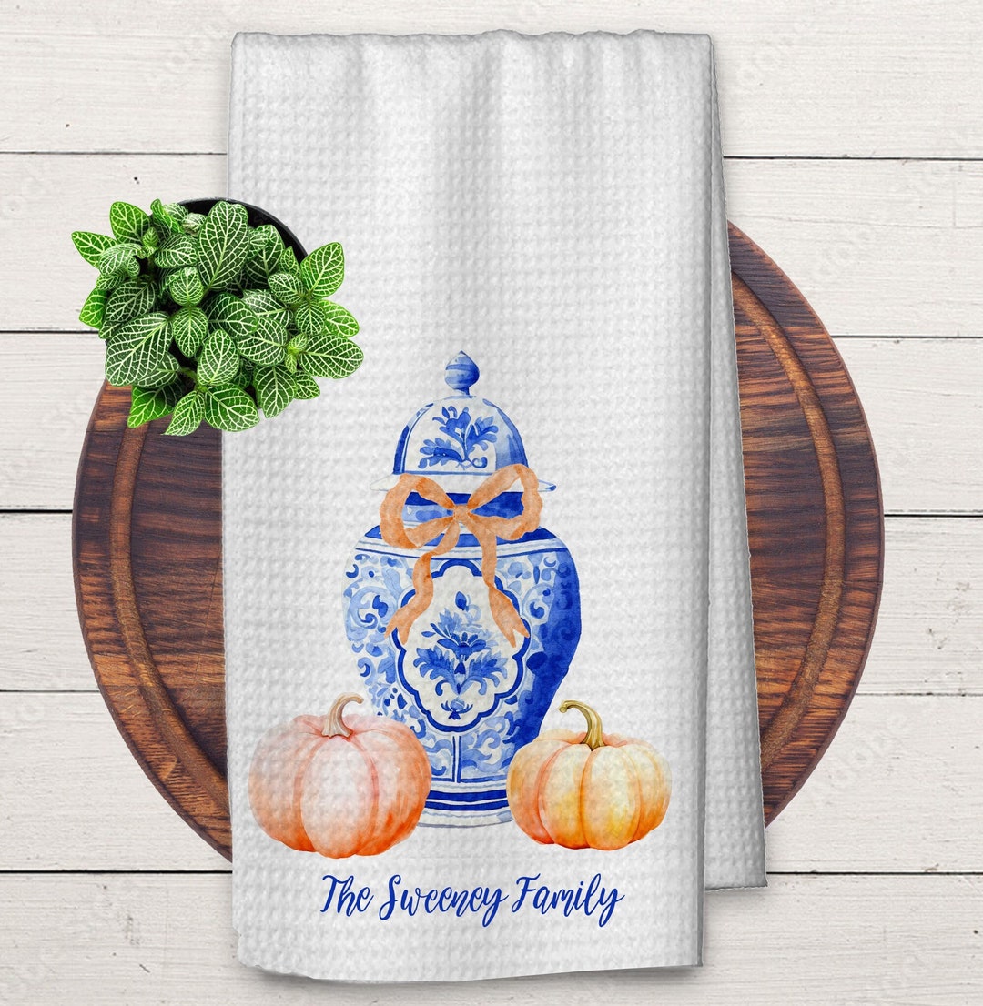 Chinoiserie Fall Ginger Jar Towels, Chinoiserie Pumpkins Kitchen or ...
