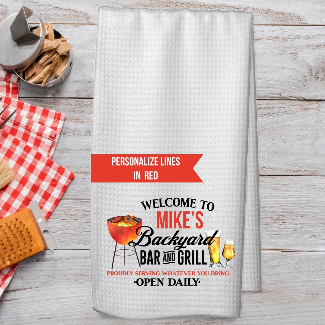 Personalized Backyard BBQ Grill Towel, Gift for Men - Etsy