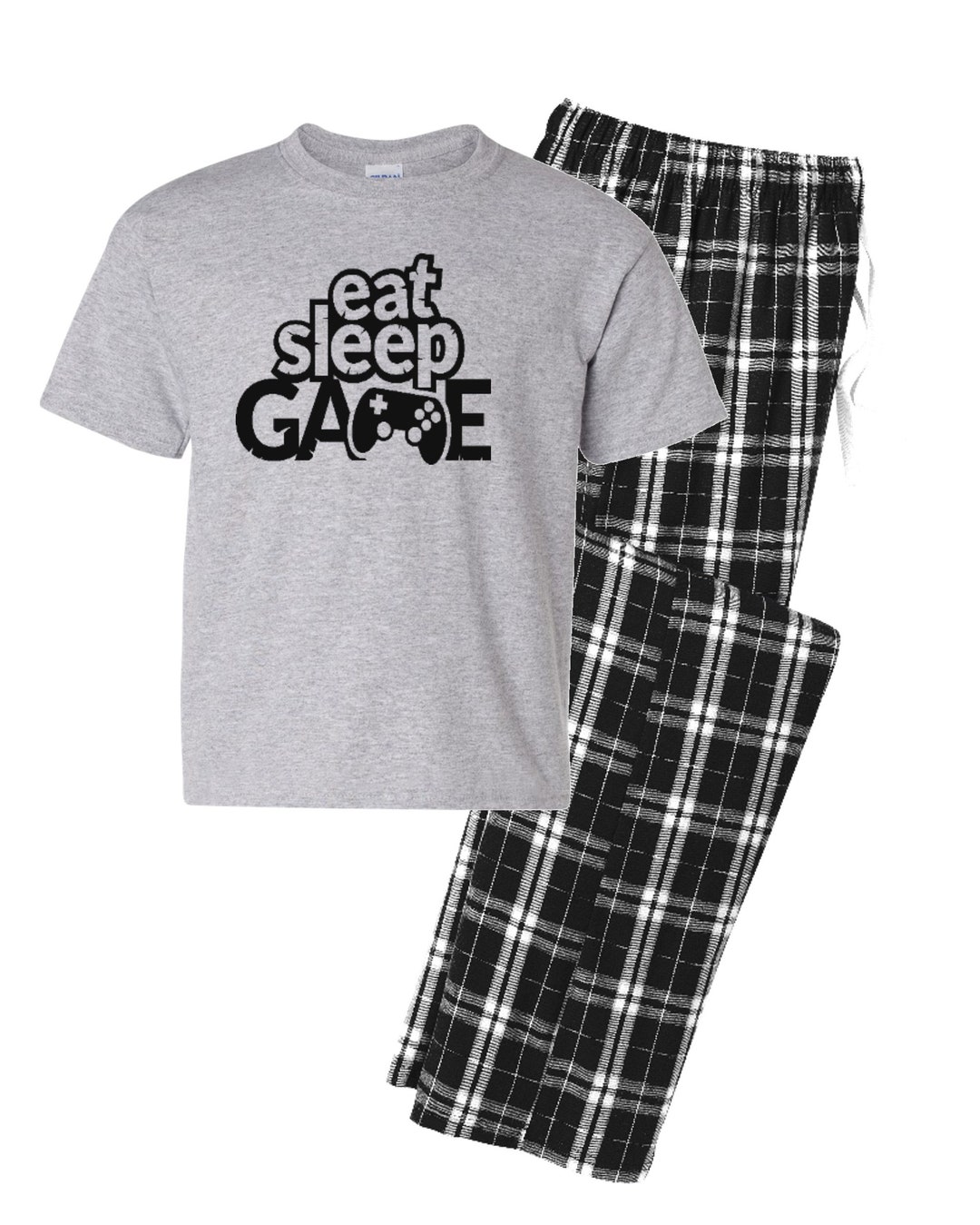 Gaming Pajamas for Adults, Eat Sleep Game Flannel Loungewear Set, Gift ...