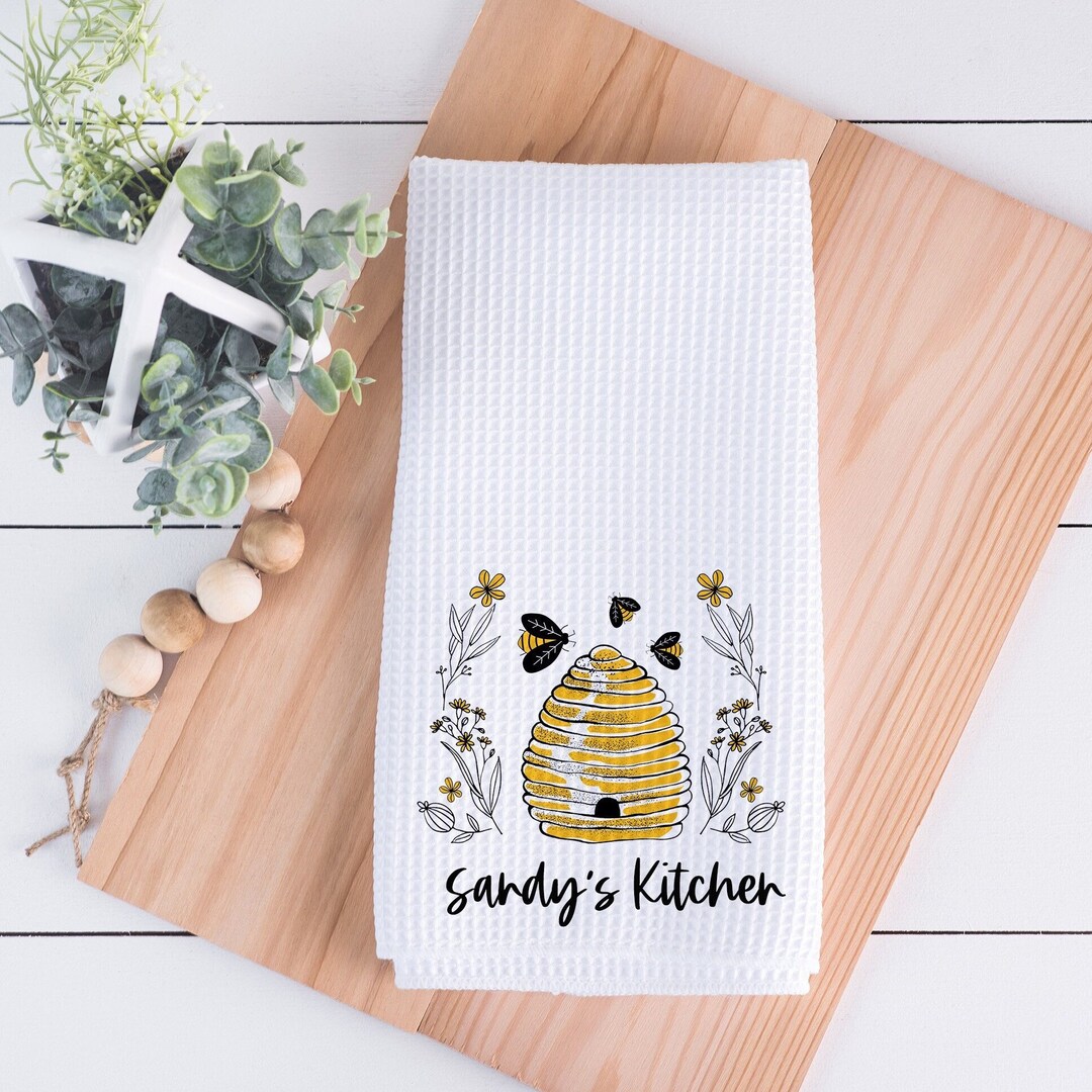 Bee Kitchen Decor, Farmhouse Kitchen Towel, Personalized Gift for ...