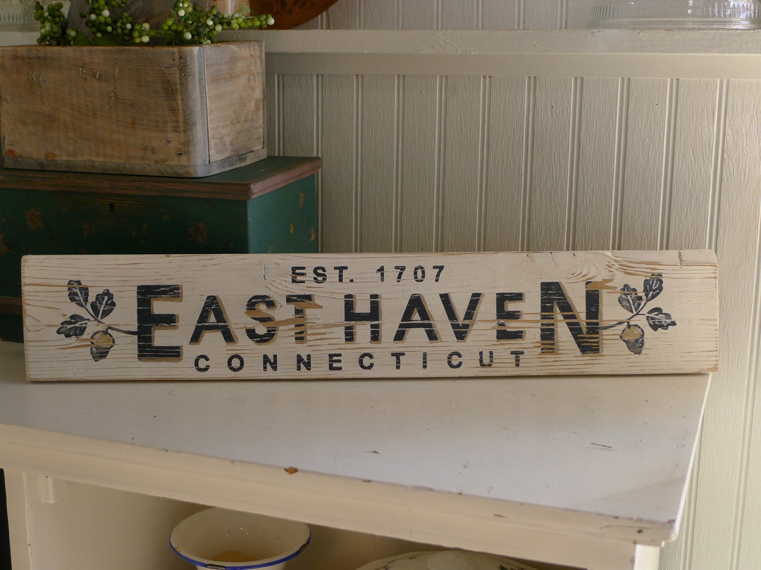 Hand Painted Wood Sign: East Haven CT - Etsy