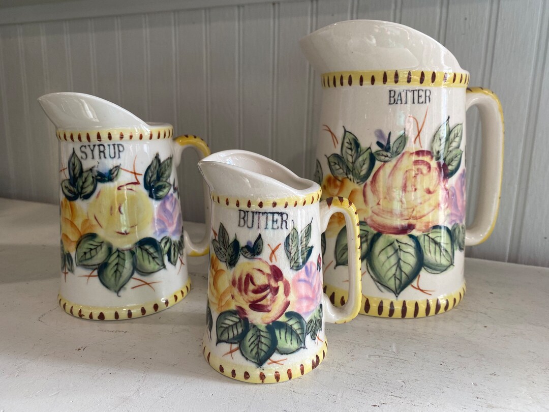 Ceramic Serving Pitcher Set: Batter Syrup Butter - Etsy