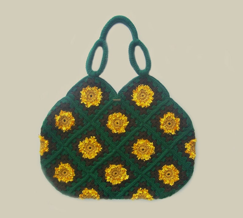Knitted Bohemian Tote Bags granny Square Bag Multicolored - Etsy