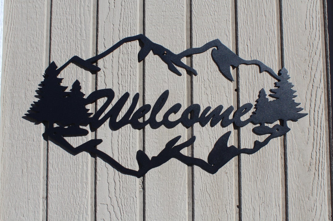 Mountains Welcome Sign Metal Wall Art Home Decor - Etsy