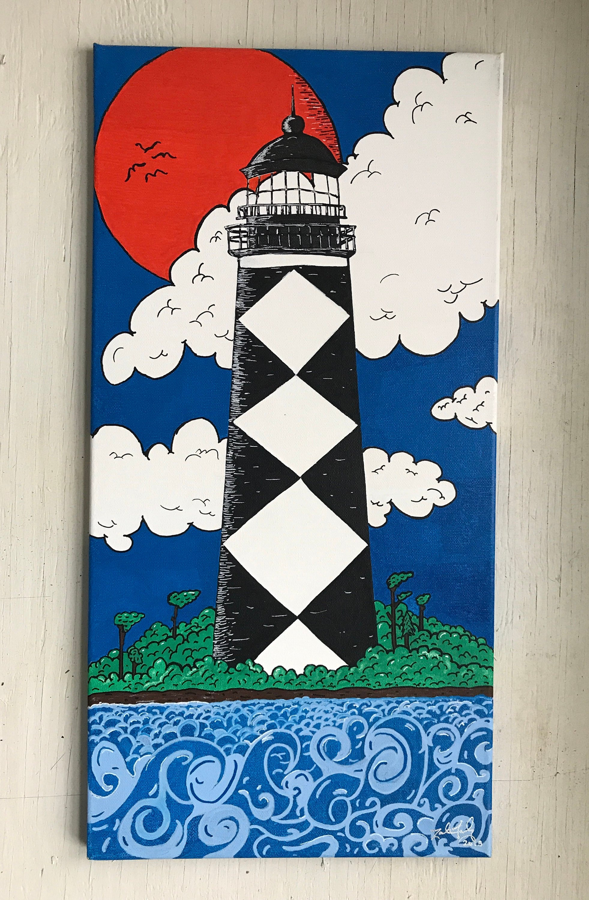 Cape Lookout Lighthouse 12x24 Original Painting - Etsy