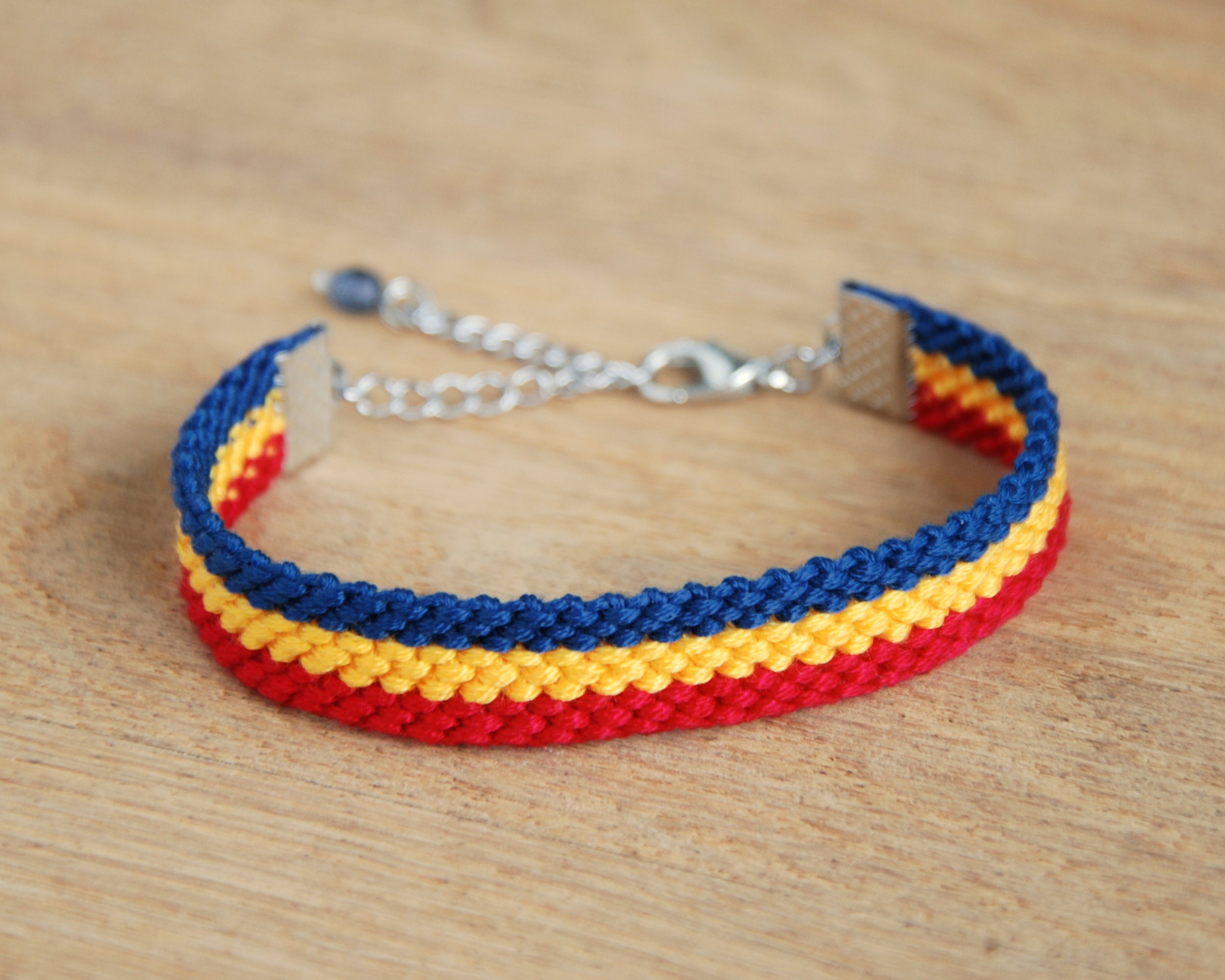 Romanian Flag Friendship Bracelet, Flag of Romania Bracelet - Etsy