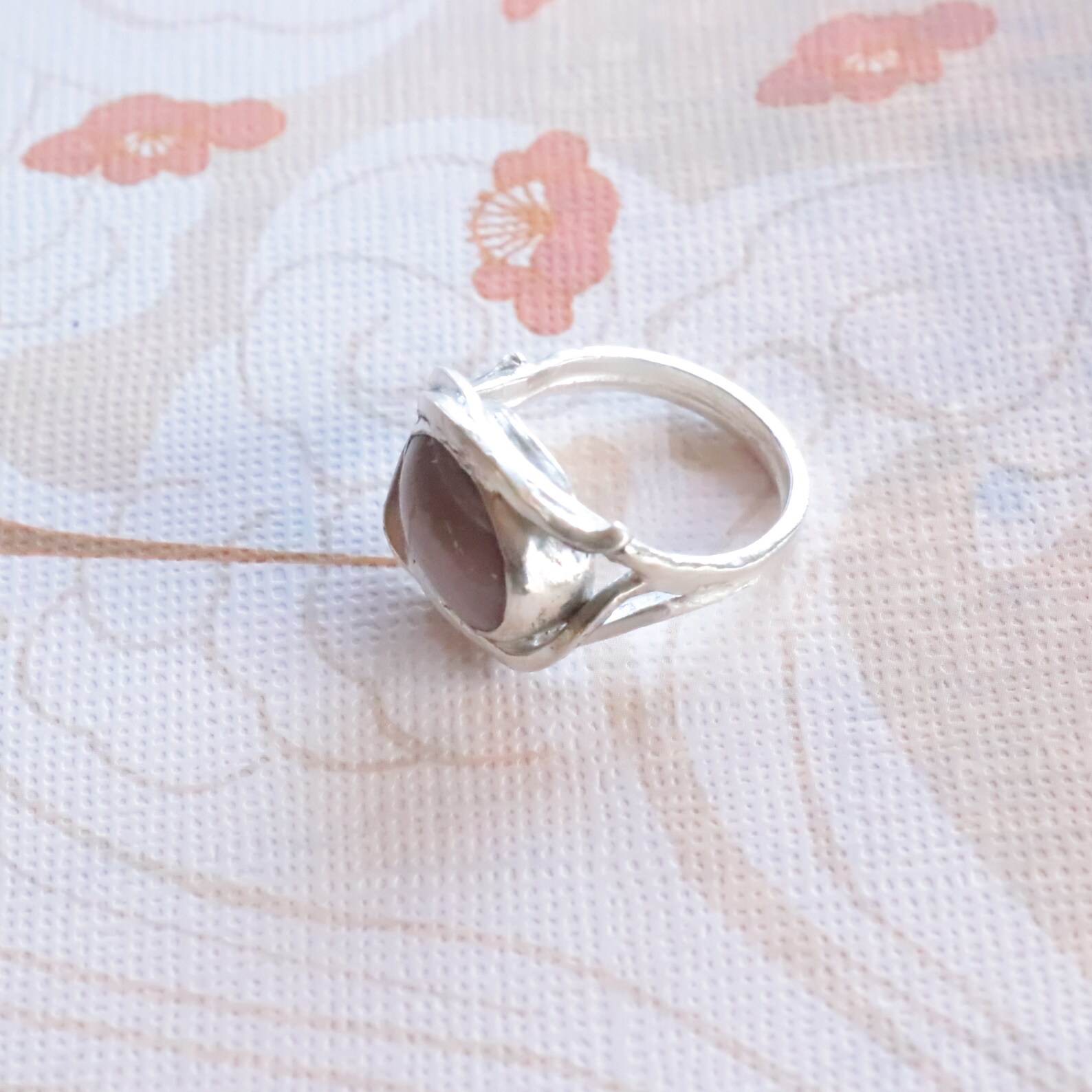 Pink Striped Agate Sterling Silver Ring Pink Gemstone Ring - Etsy