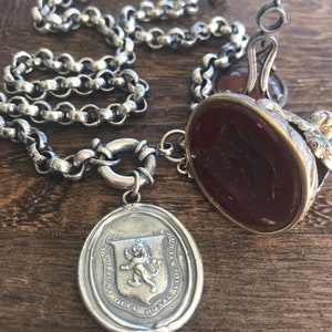 Beautiful Heavy Sterling Rolo Chain With Large Antique Wax Seal ...