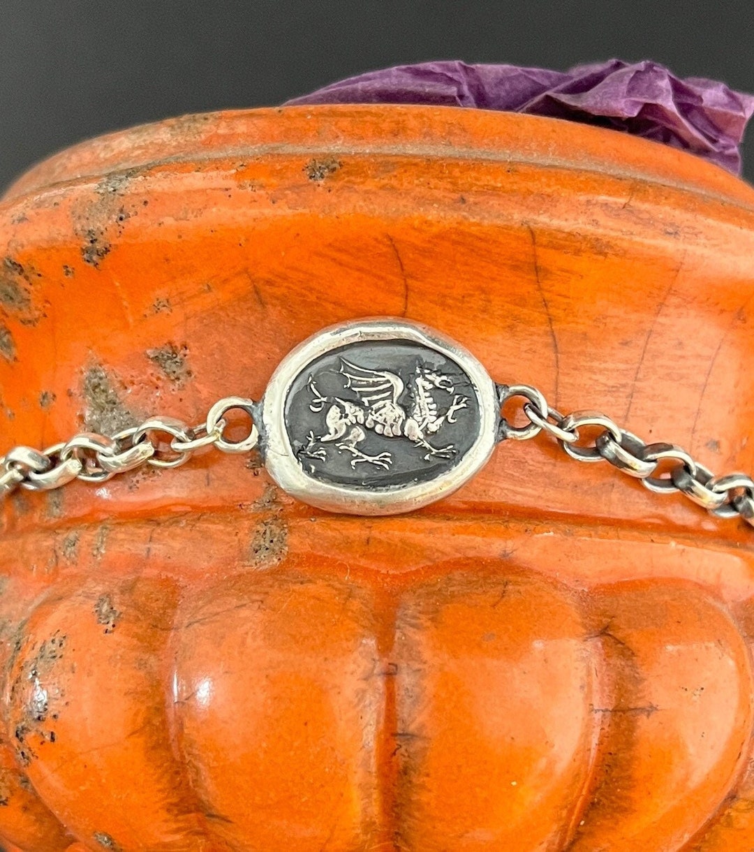 Welsh Dragon Chain Bracelet. Choose Your Size. Solid Sterling Silver ...