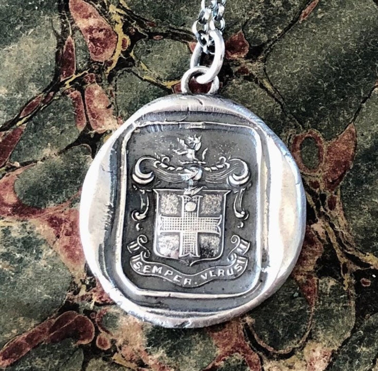 Antique Seal always True semper Verus . Larger Heraldry | Etsy