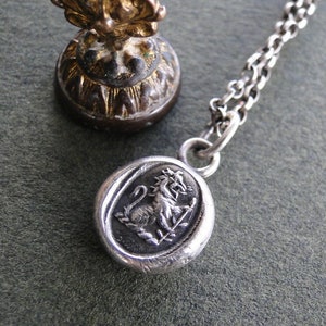 Lion Pendant. Antique Wax Seal Jewelry. Silver Seal Jewelry. Valiant ...