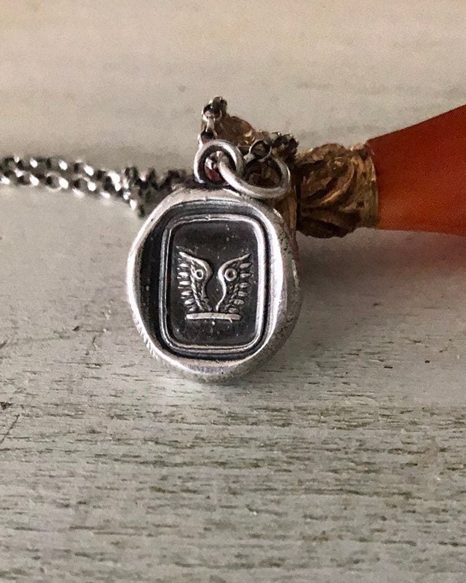 Freedom Pendant. Antique Wax Letter Seal 'wings' Amulet. - Etsy