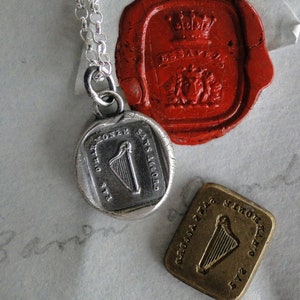 Harp Pendant. Antique Wax Letter Seal Pendant. Harmony Pendant for ...