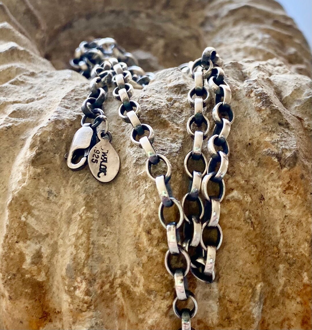 4mm Rolo Belcher Chain. Made in Your Size. Sterling Silver Chain With ...