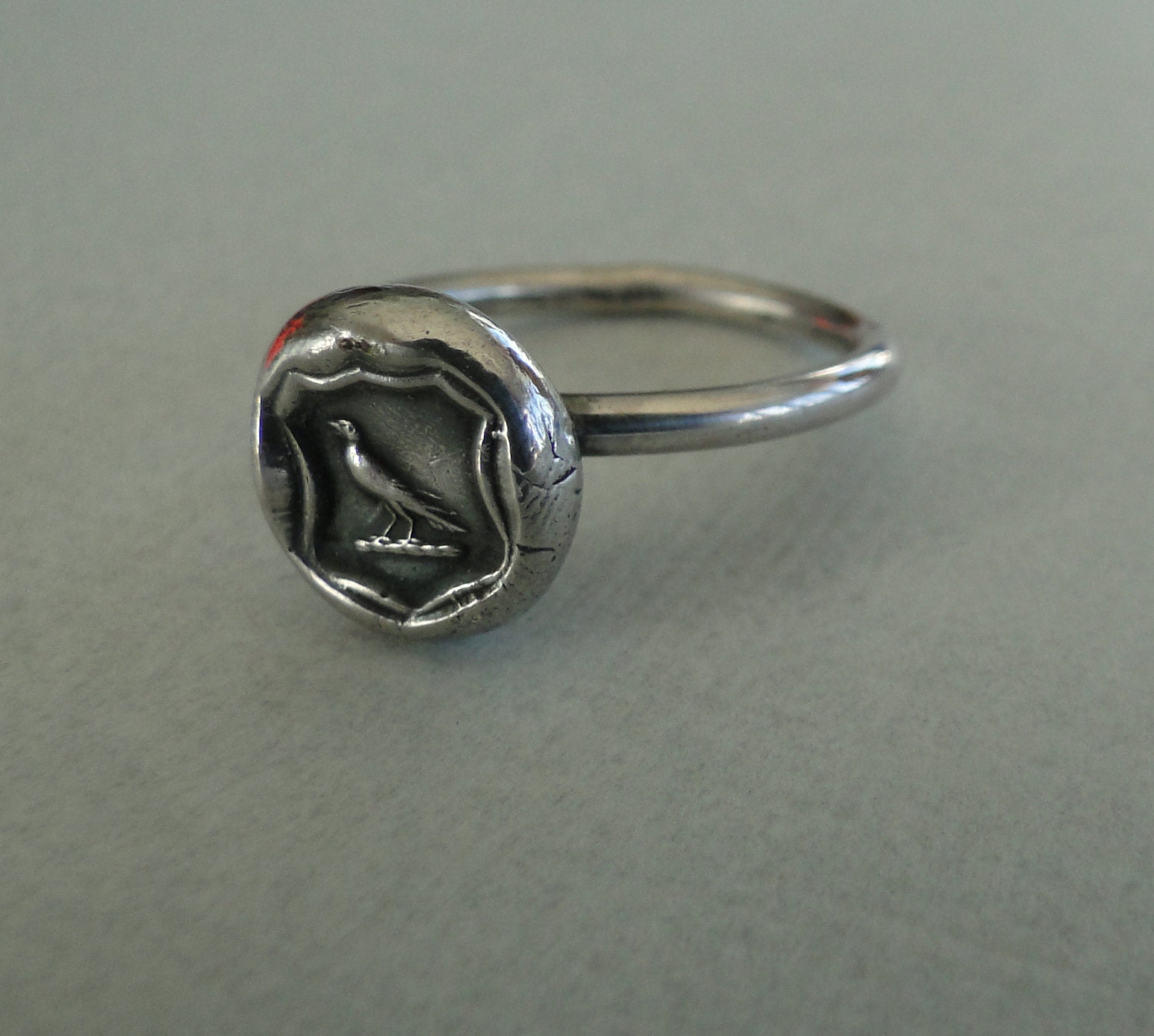 Silver Raven Ring. Silver Crow Ring. Antique Wax Seal Ring. - Etsy