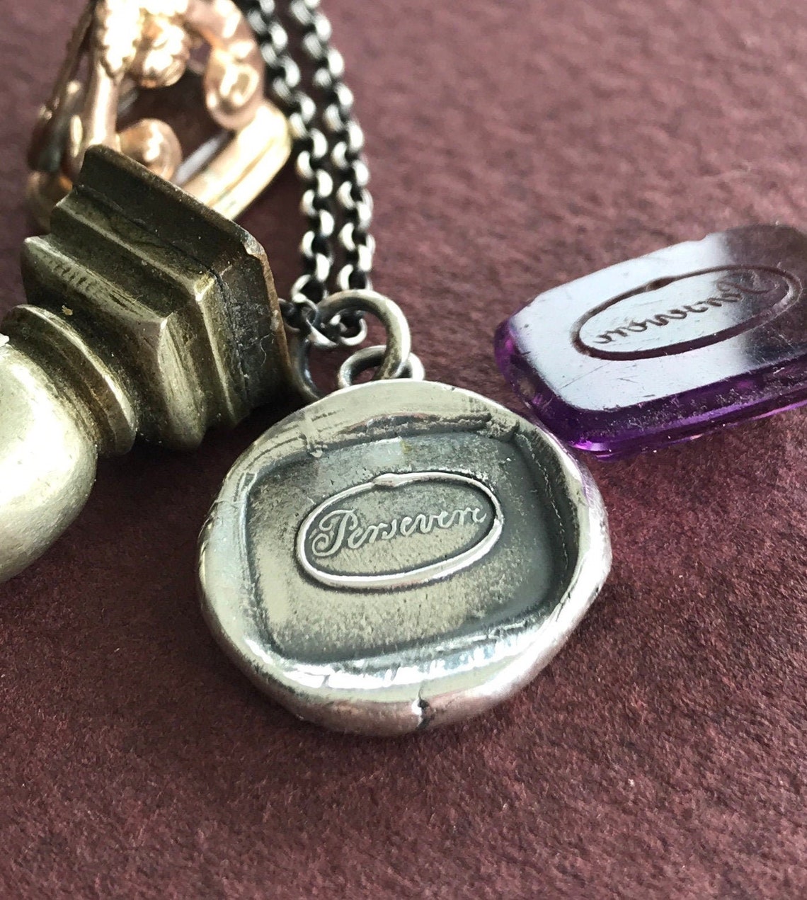 Persevere, Don't Give Up. Antique Wax Letter Seal. Sterling Pendant. - Etsy