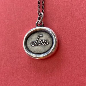 Lou, Antique Wax Letter Seal Impression. Sterling Silver 'lou' Necklace ...
