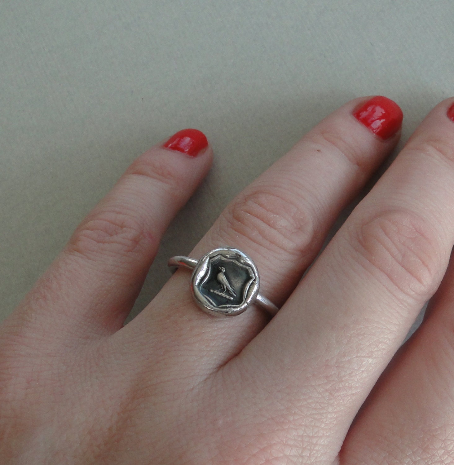Silver Raven Ring. Silver Crow Ring. Antique Wax Seal Ring. - Etsy
