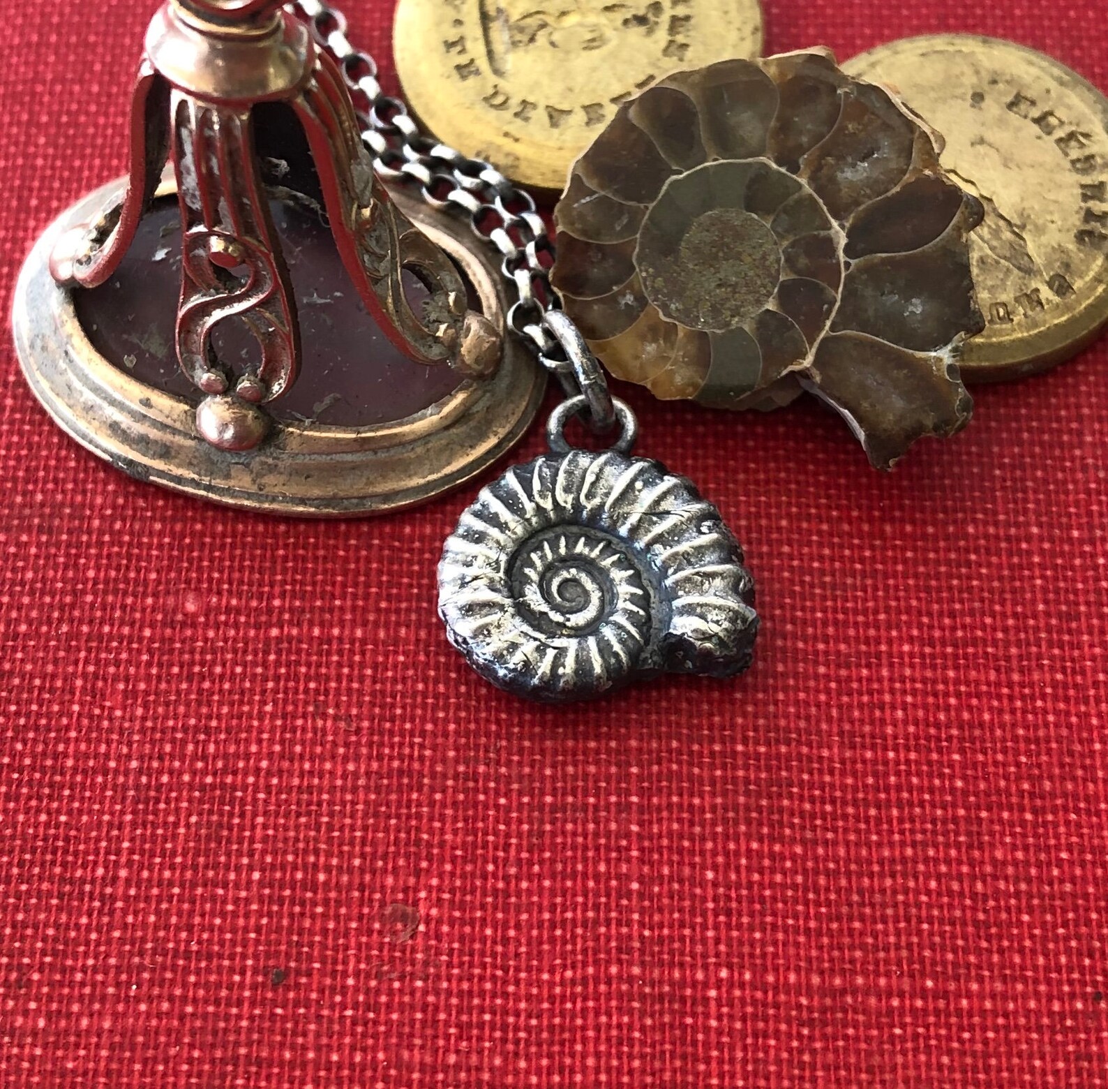Ammonite Fossil Sterling Silver Cast. Antique Wax Letter Seal - Etsy