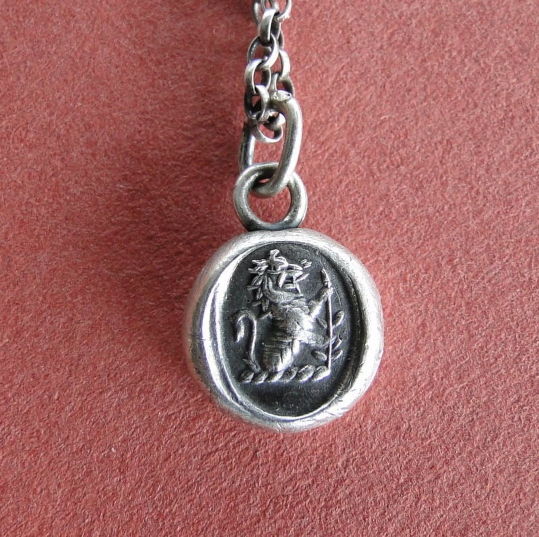 Lion Pendant. Antique Wax Seal Jewelry. Silver Seal Jewelry. Valiant ...