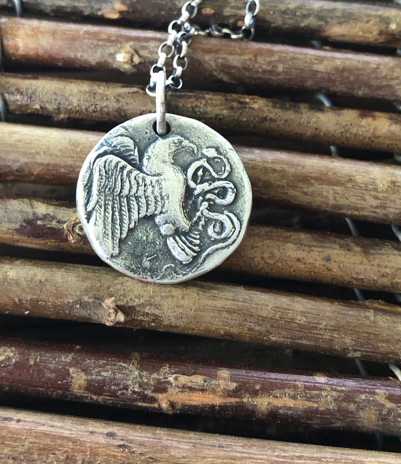 Eagle and Snake. Sterling Silver Antique Greek Coin Replica. - Etsy