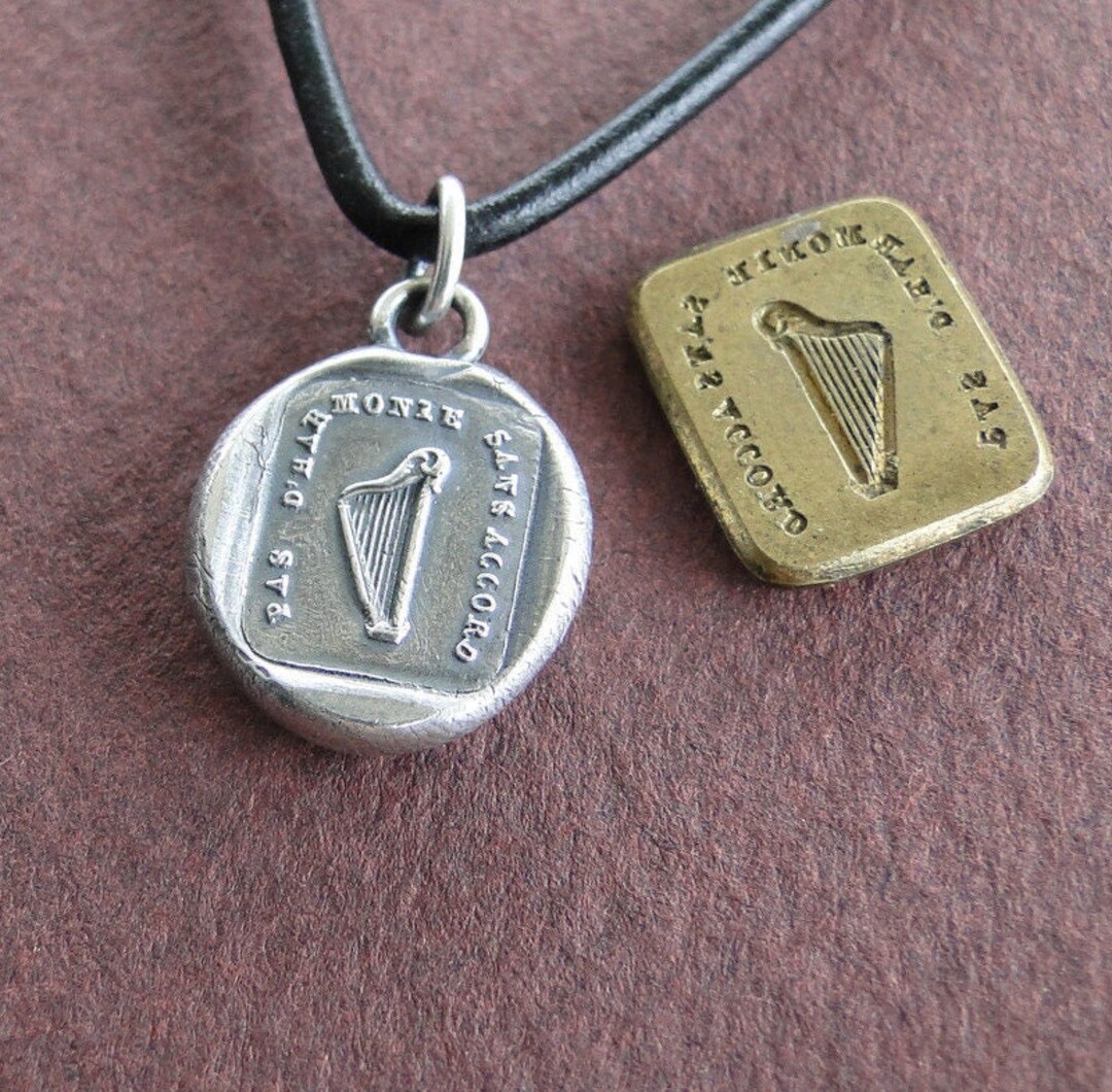 Harp Pendant. Antique Wax Letter Seal Pendant. Harmony Pendant for ...