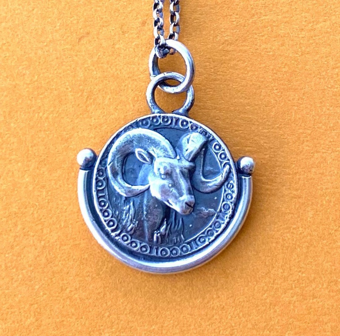 Aries Handmade Sterling Silver Pendant. Zodiac Sign Coin - Etsy
