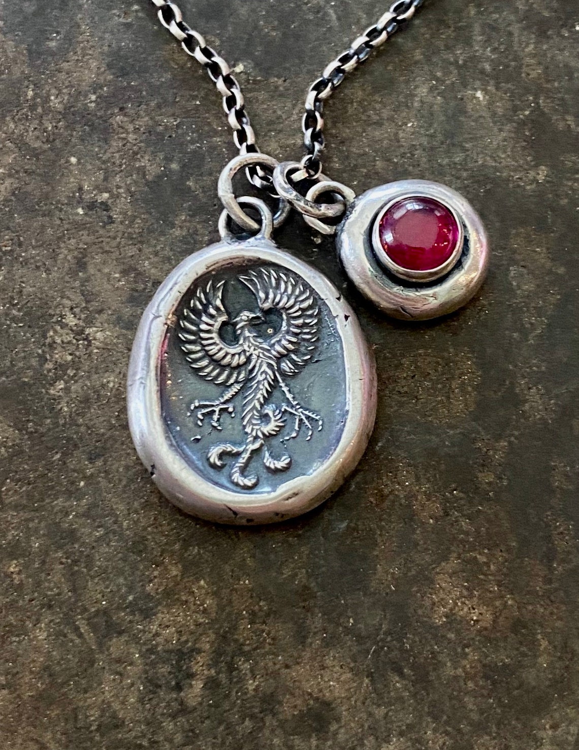 Phoenix Rising Wax Seal Amulet. Sterling Silver Impression of - Etsy
