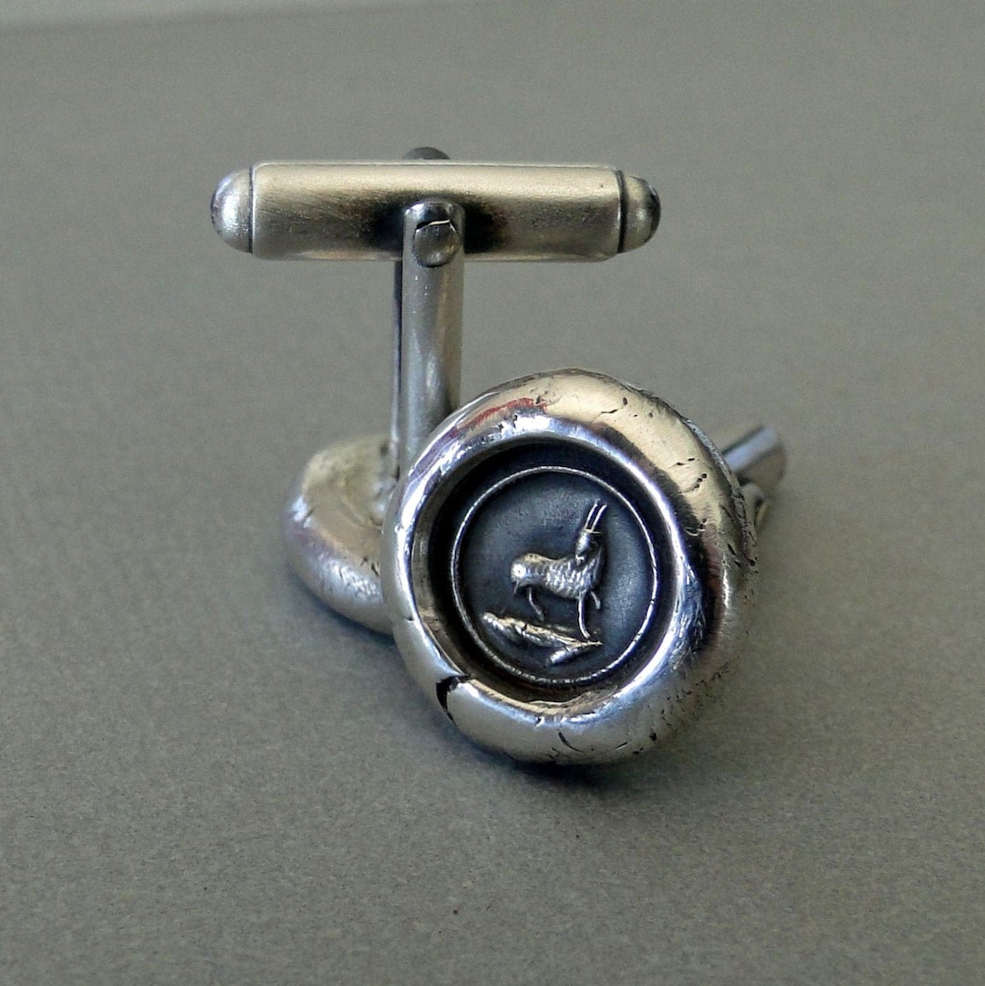 Wisdom and Diplomacy Cufflinks. Full Goat Image, Antique Wax Seal ...