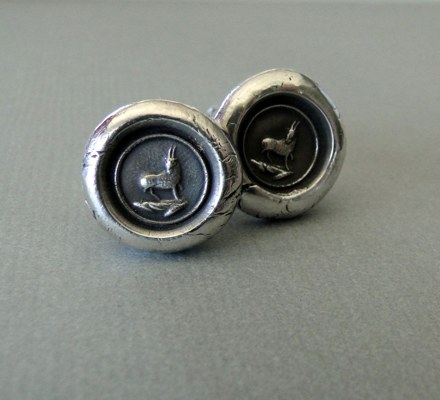 Wisdom and diplomacy Cufflinks. Full Goat image antique wax | Etsy