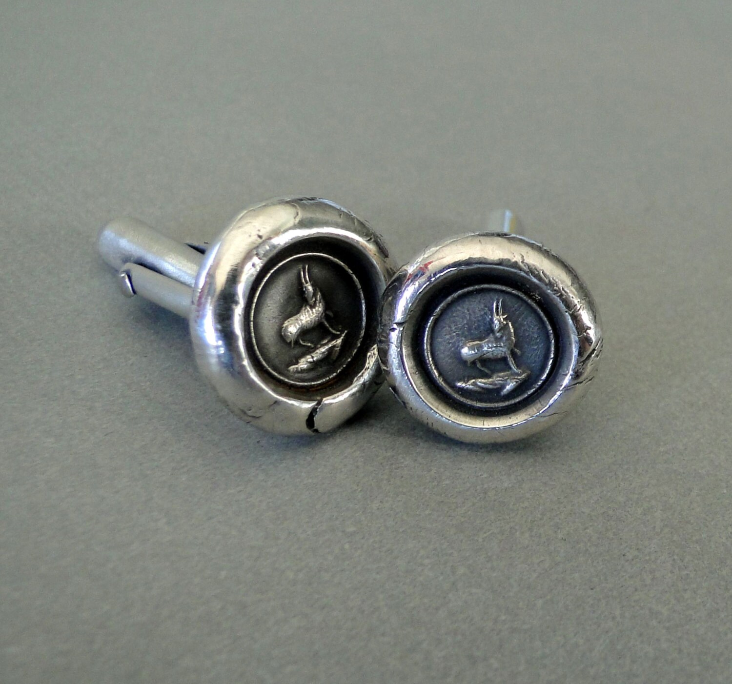 Wisdom and Diplomacy Cufflinks. Full Goat Image Antique Wax - Etsy