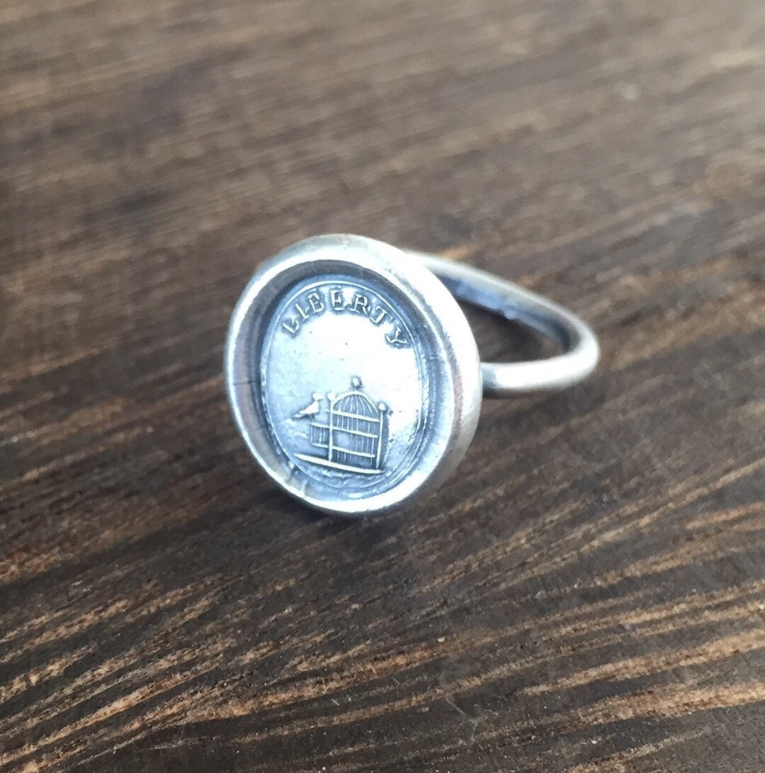 Liberty Ring. Antique Wax Letter Seal Ring, Sterling Silver Ring, Bird ...