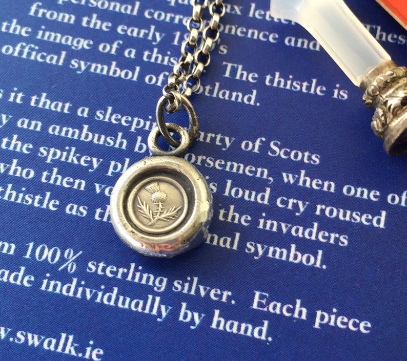 Sterling Silver Thistle Wax Seal Amulet. Scottish Emblem - Etsy