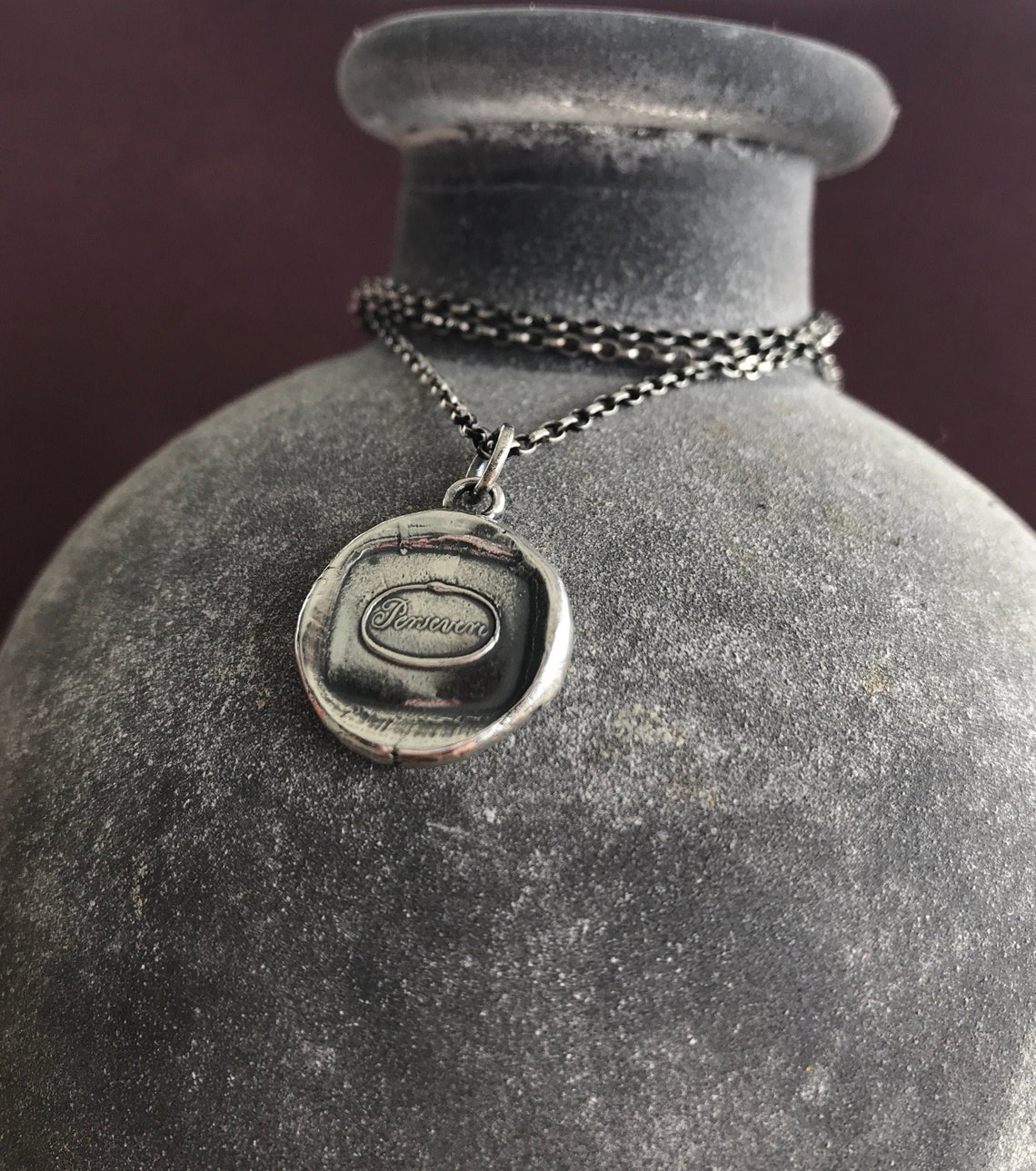 Persevere, Don't Give Up. Antique Wax Letter Seal. Sterling Pendant. - Etsy