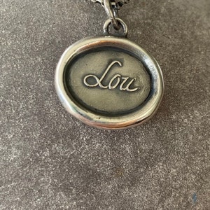 Lou, Antique Wax Letter Seal Impression. Sterling Silver 'lou' Necklace ...