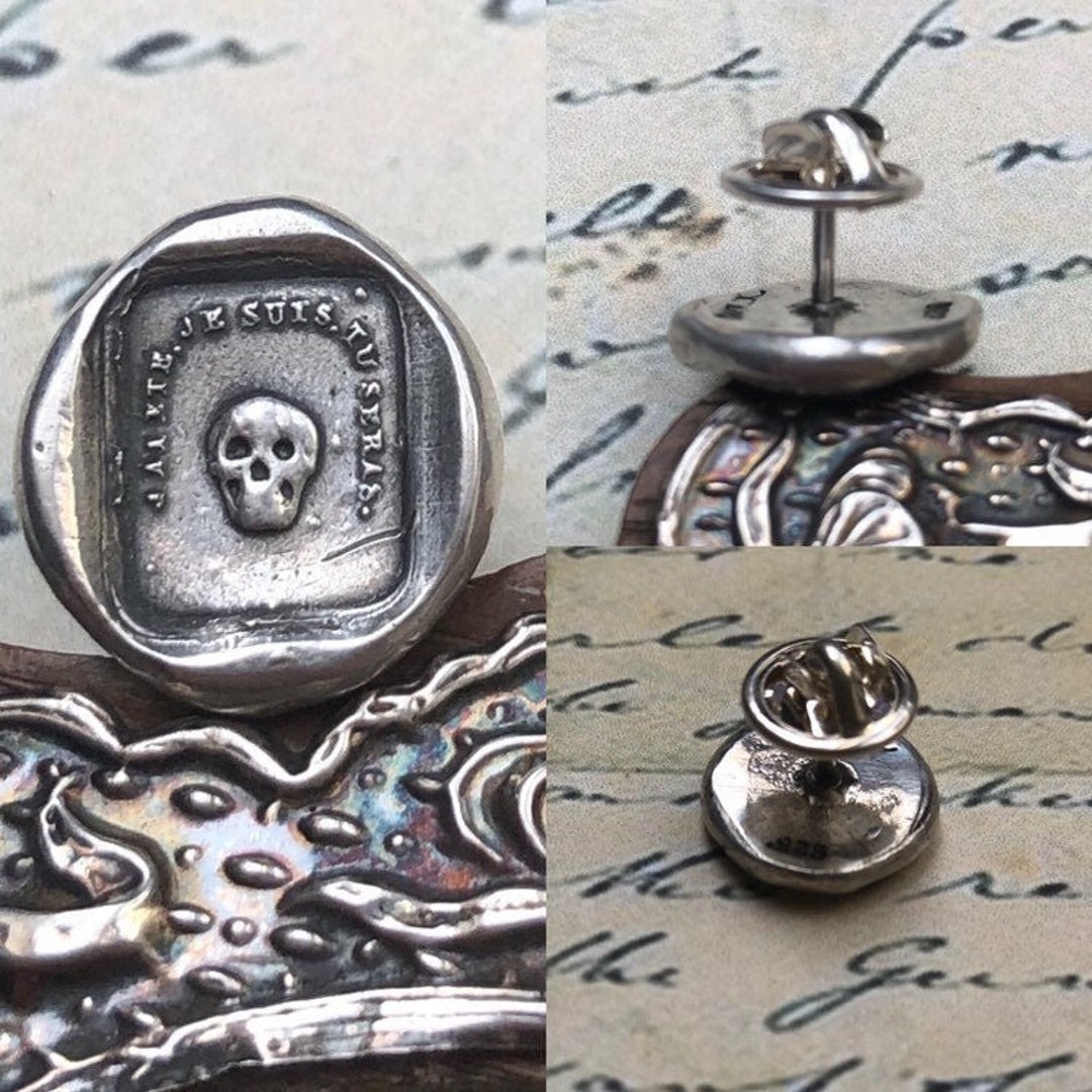 Skull Tie Tack - Sterling Skull Wax Seal Pin - 'as You Are so Once Was ...