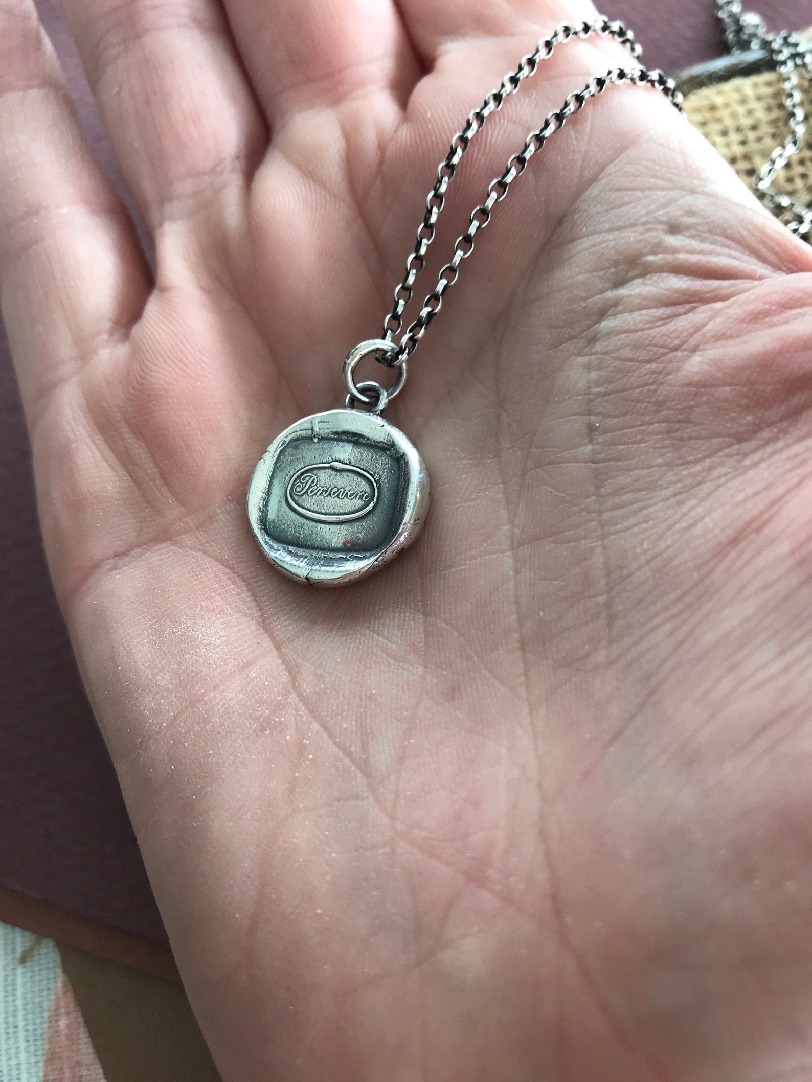 Persevere, Don't Give Up. Antique Wax Letter Seal. Sterling Pendant. - Etsy